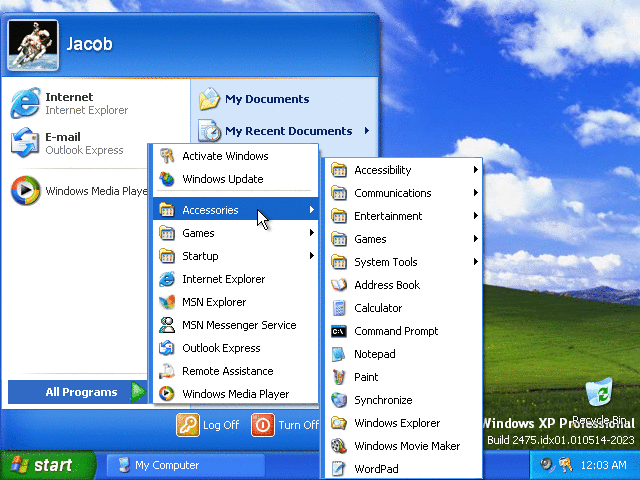 Windows XP 2474, 2475